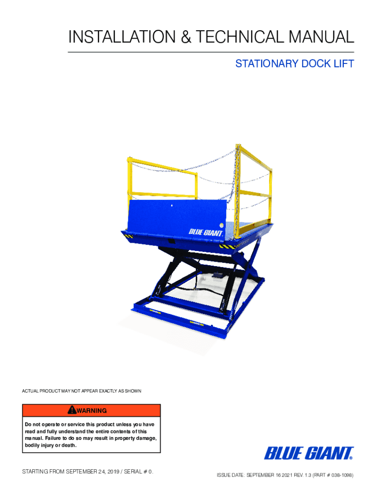 Fillable Online Stationary Dock Lift - Installation & Technical Manual ...