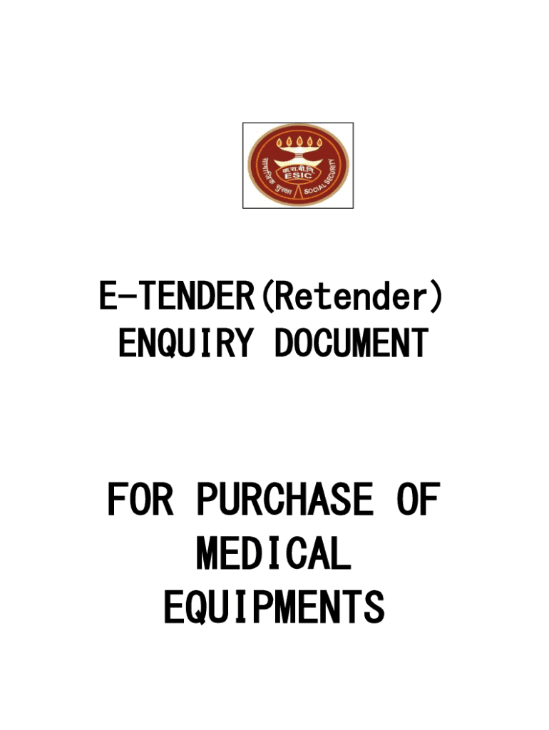 Fillable Online eTENDER ENQUIRY DOCUMENT For Purchase Of Central ...