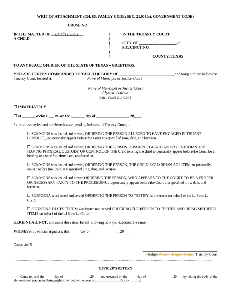 Fam. Code Section 65.065 Child Alleged to Be Mentally Ill Doc Template ...