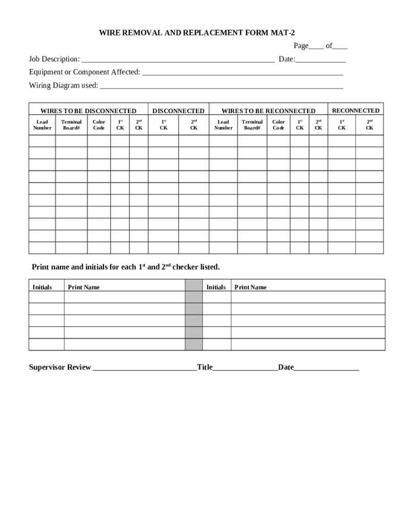WIRE REMOVAL-REPLACEMENT . ... Doc Template | pdfFiller