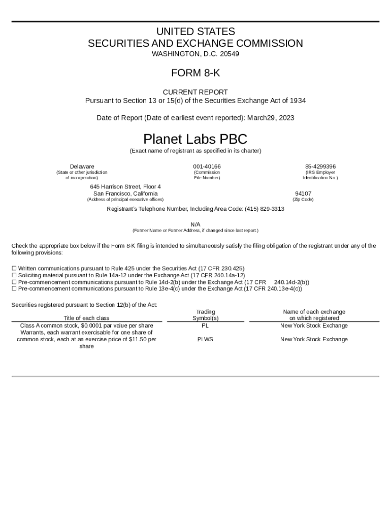 Planet Labs PBC ( - cloudfront.net Doc Template | pdfFiller