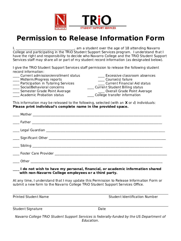 TRIO SSS Ination Release Doc Template | pdfFiller