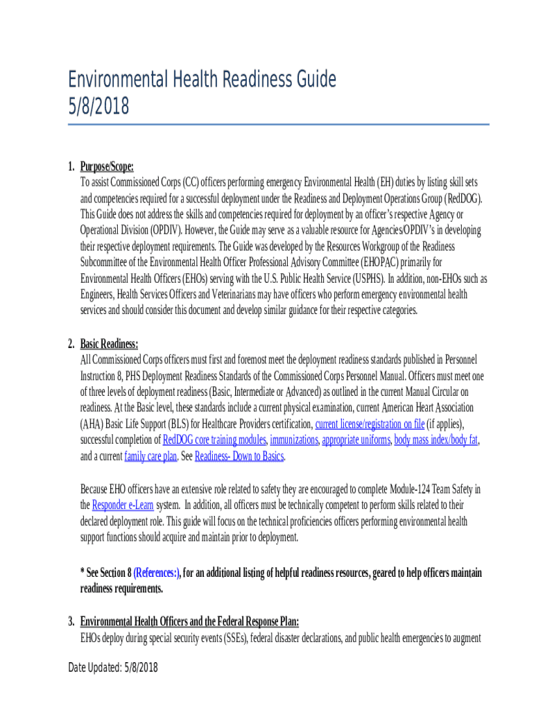 EHO Readiness Guide. Readiness Guide and Checklist - dcp psc Doc ...