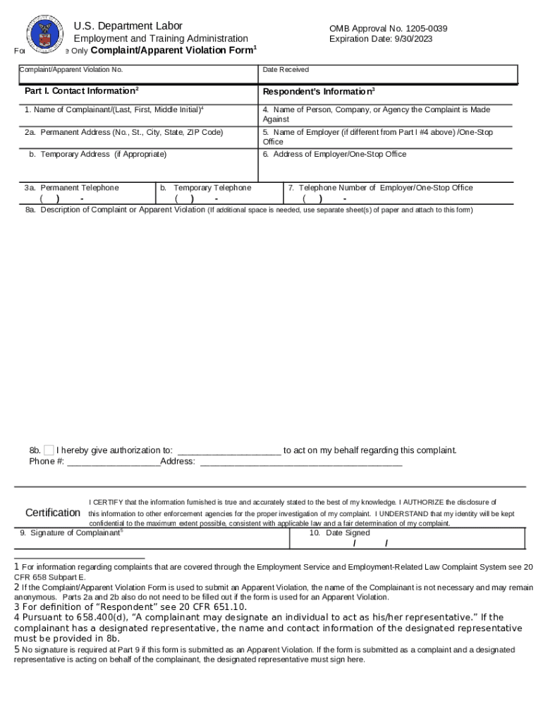 The Empl Svce State Agency Complaint Referral Record ... Doc Template | pdfFiller