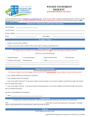 Payoff Statement Request Doc Template | pdfFiller