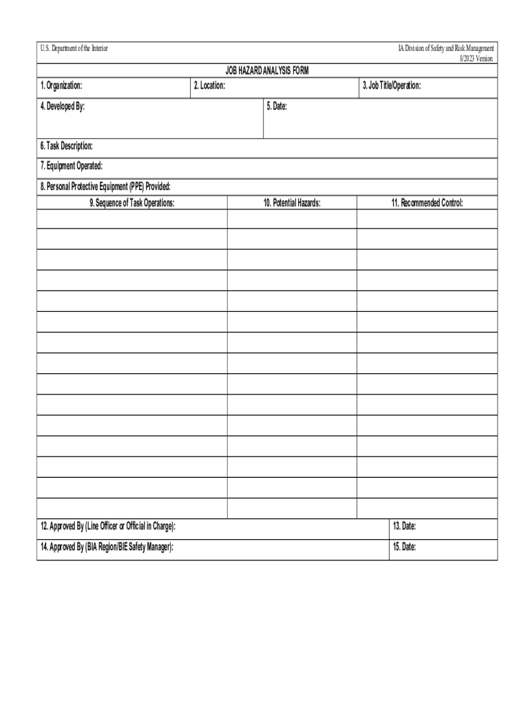 Fillable Online Job Hazard Analysis JHA Form Job Hazard Analysis Fax