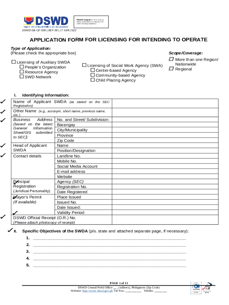 application for licensing for intending to operate Doc Template | pdfFiller