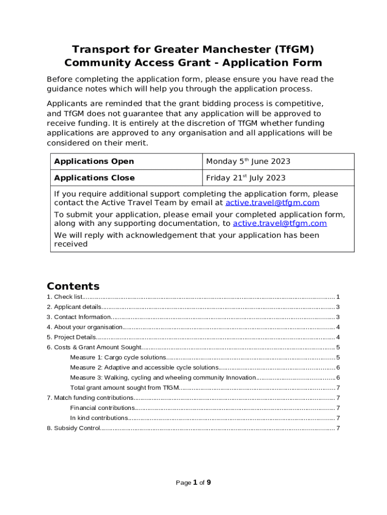 Community Access Grant - Application Doc Template | pdfFiller
