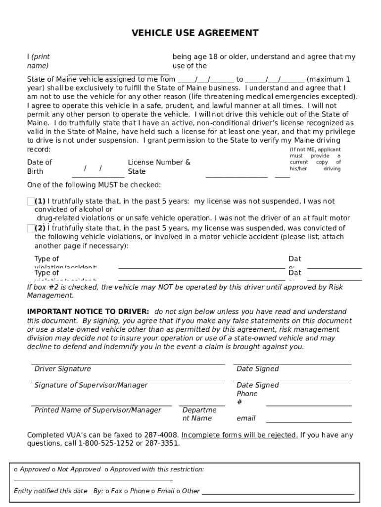 Vehicle Use AgreementESCO Group Doc Template | pdfFiller