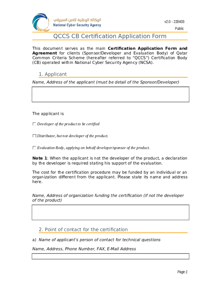 QCCS CB Certification Application Doc Template | pdfFiller