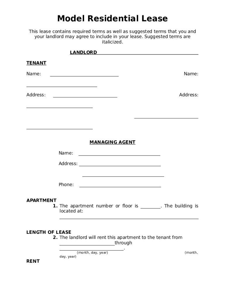 Model Residential Lease Agreement Doc Template | pdfFiller