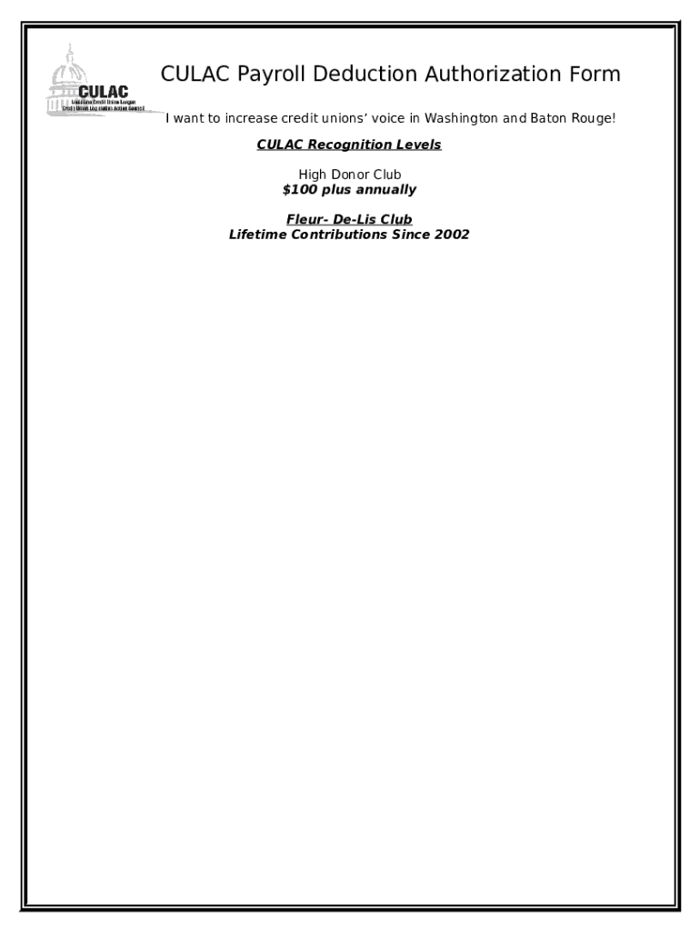 The Credit Union Legislative Action Council (CULAC) Doc Template ...