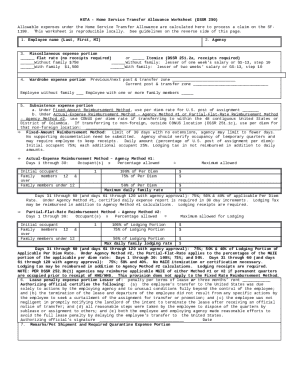 Home Service Transfer Allowance Worksheet (DSSR 250) - aoprals state ...