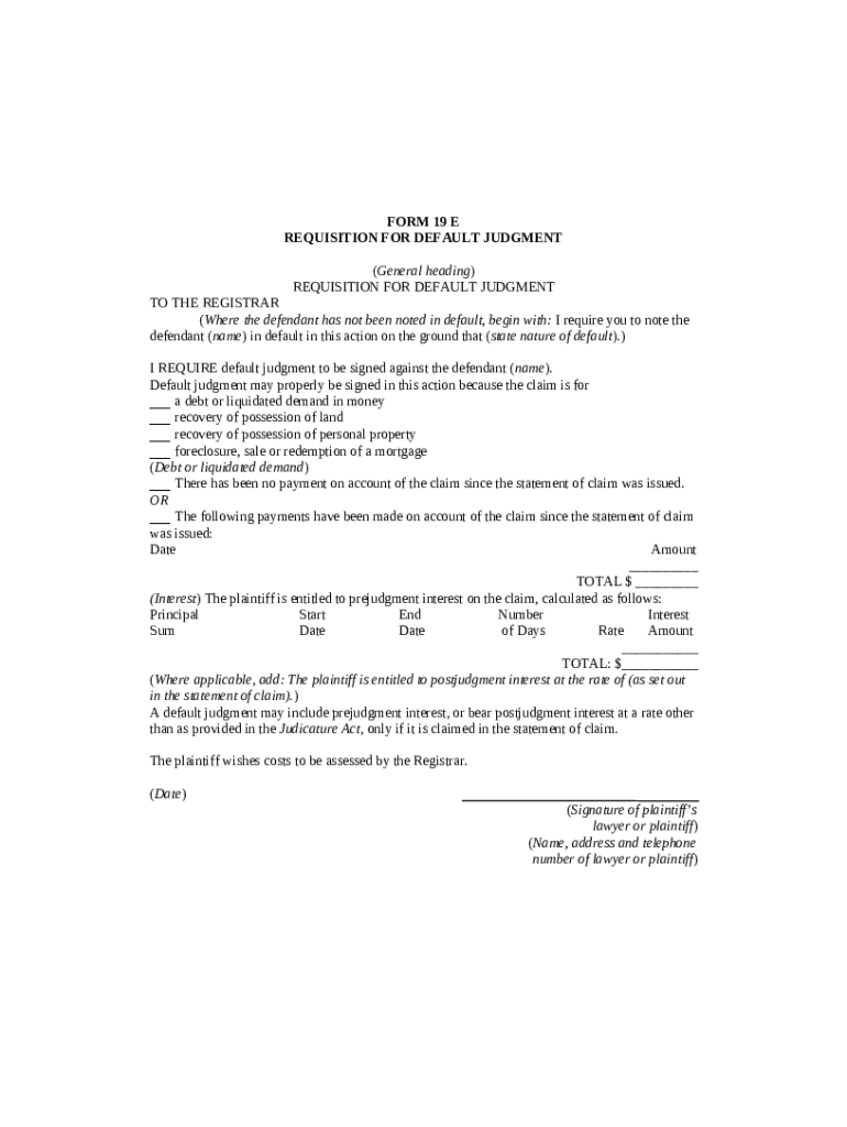 19D - Courts of Justice Act. Requisition for Default ... Doc Template ...