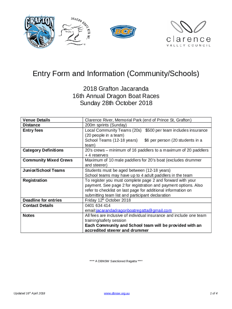 Grafton Jacaranda Dragon Boat Races Doc Template | pdfFiller