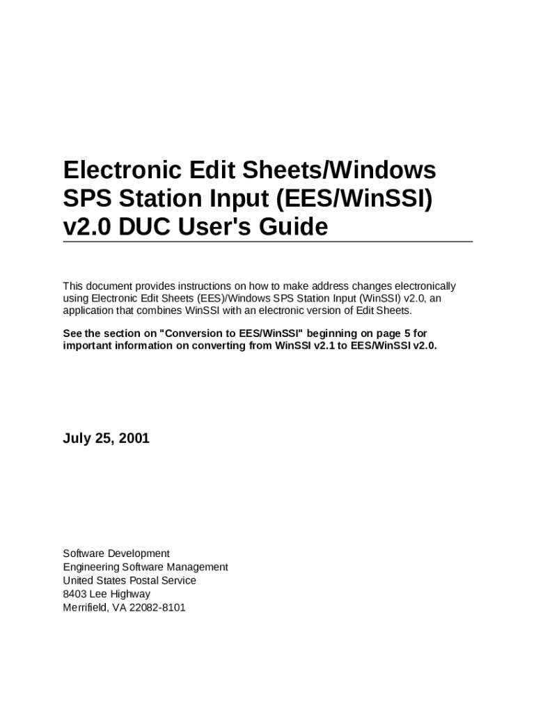 Electronic Edit Sheets/Windows SPS Station Input (EES/ ... Doc Template ...