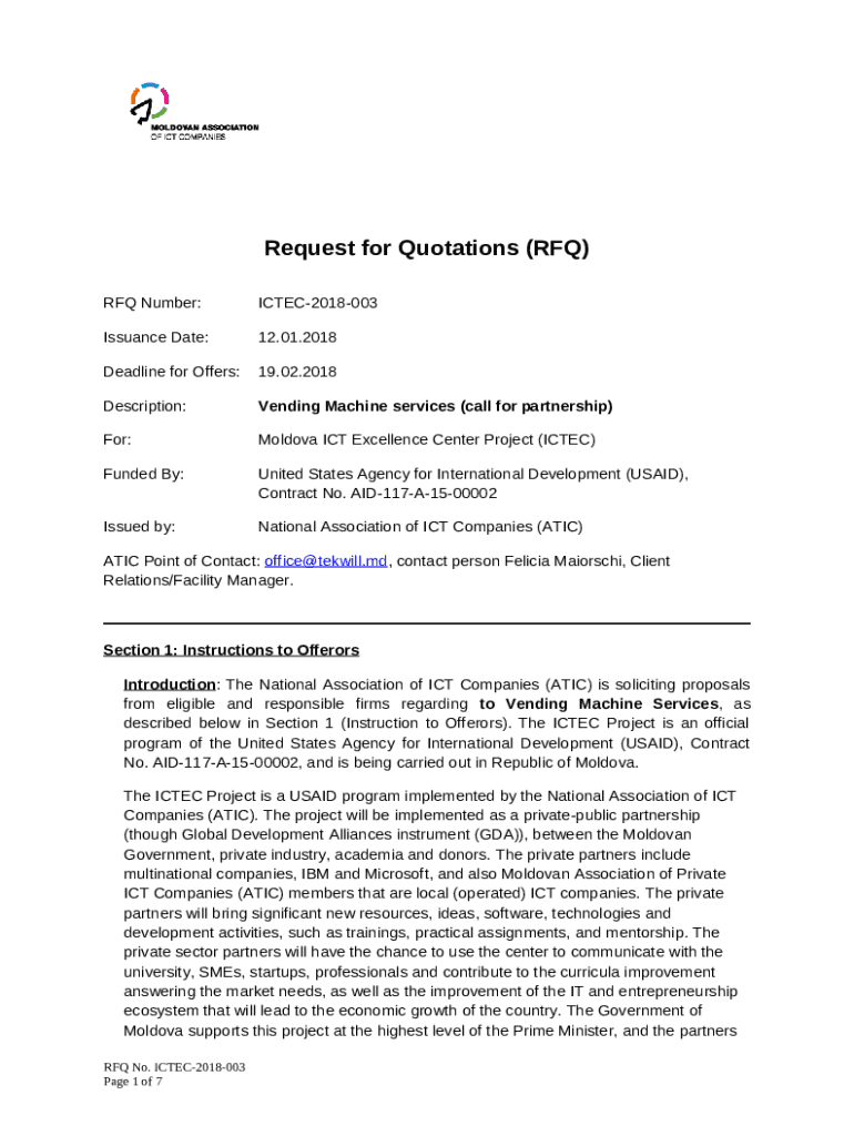 Extended deadline. Request for Quotations (RFQ): 3D ... Doc Template | pdfFiller