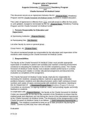 program letter of agreement (va) template Doc Template | pdfFiller