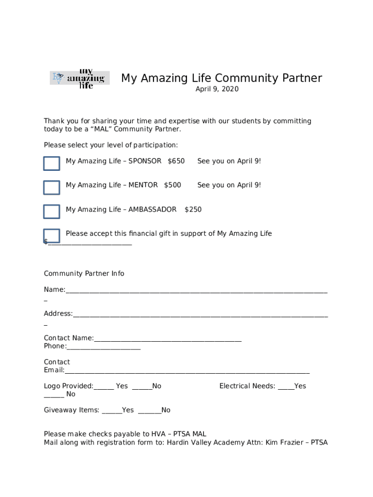 2020 MAL Email Sponsor Registration .docx Doc Template | pdfFiller