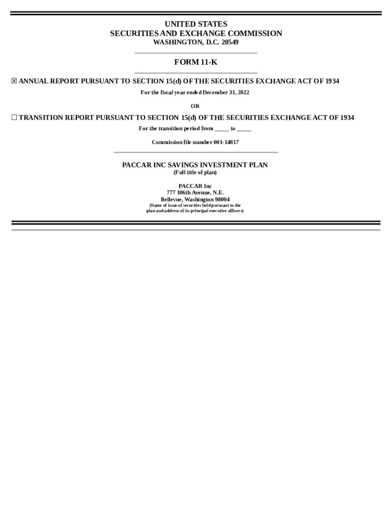 PACCAR INC (. EDGAR Online Pro Doc Template | pdfFiller
