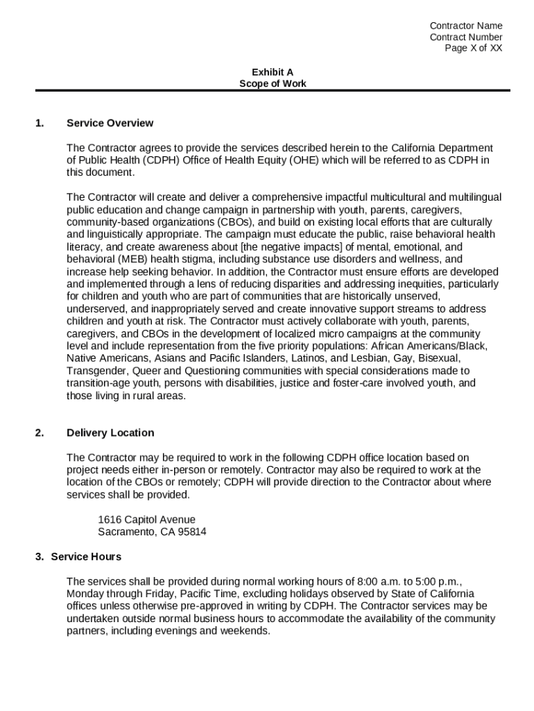 Exhibit A - Sample and Instructions - CDPH Doc Template | pdfFiller