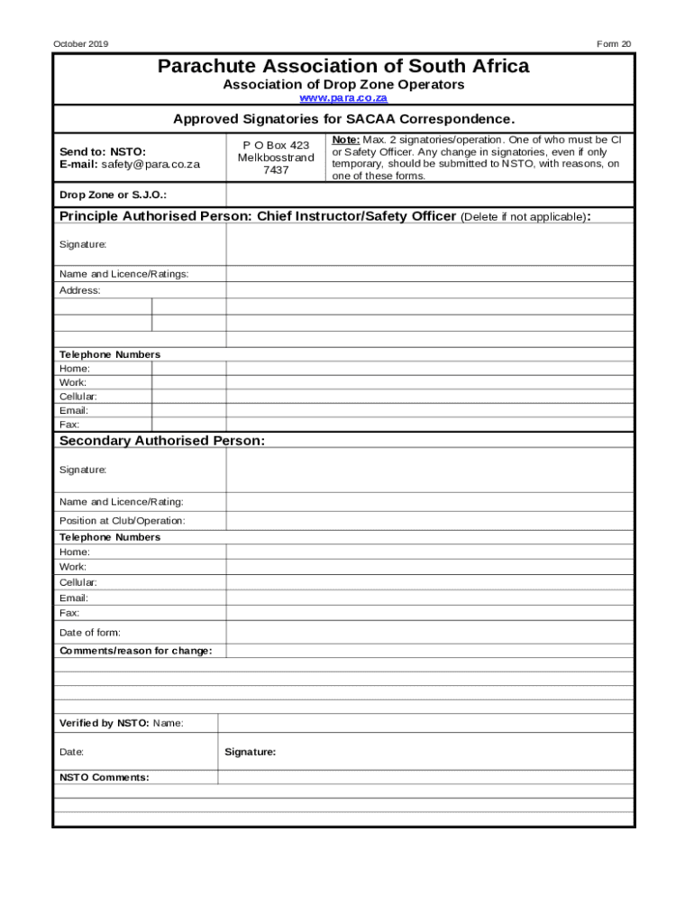 Approved signatories for CAA. 20 Doc Template | pdfFiller
