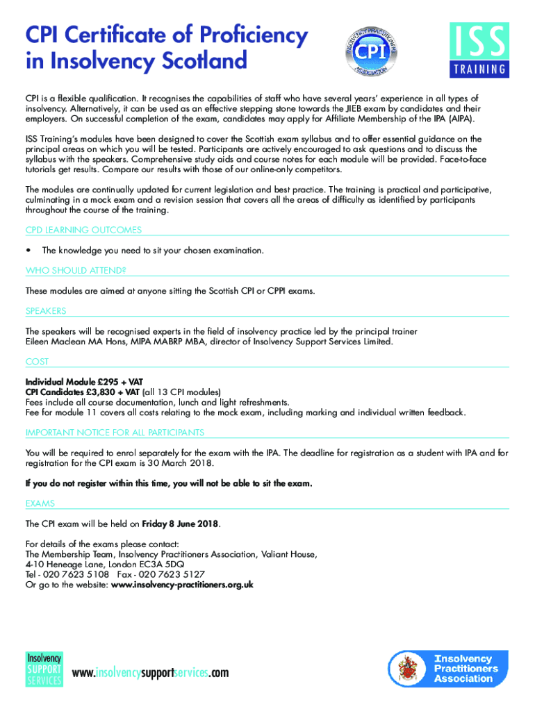 Fillable Online Certificate of Proficiency in Insolvency (CPI ...