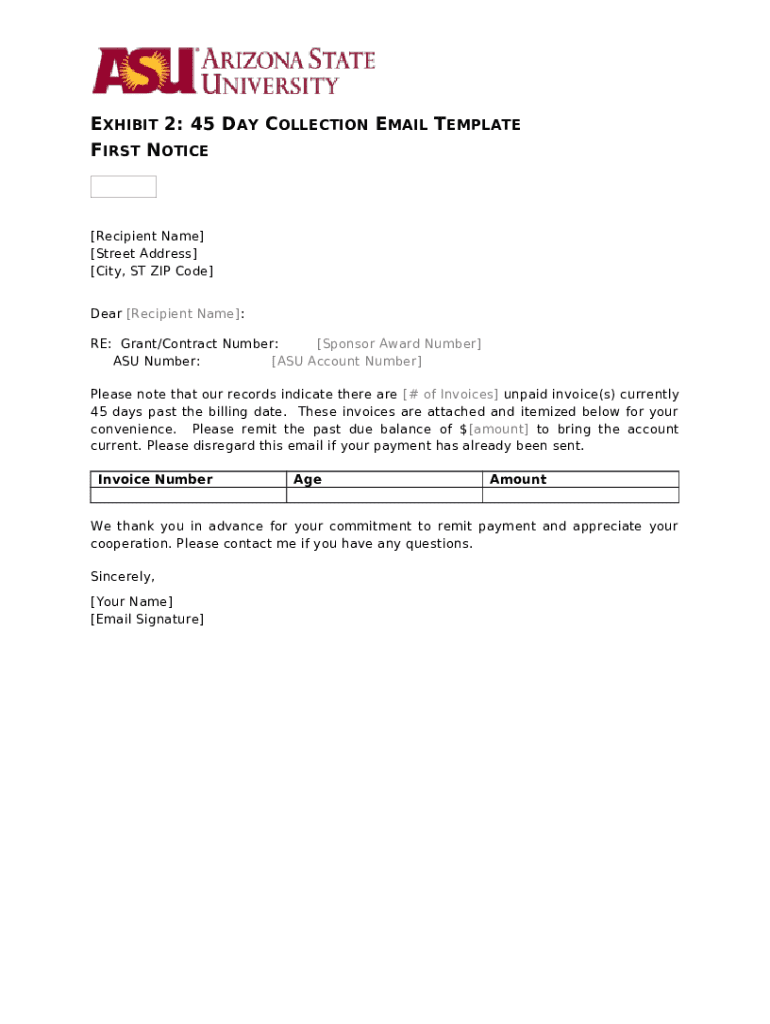 Exhibit 2 45 Day Collection Email Template.docx - researchadmin asu Doc ...