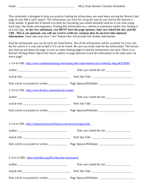 MLA Style Internet Citations Worksheet by Shannon Gorman Doc Template ...
