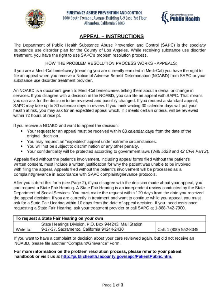 SAPC Provider Manual & s - LA County Public Health Doc Template | pdfFiller