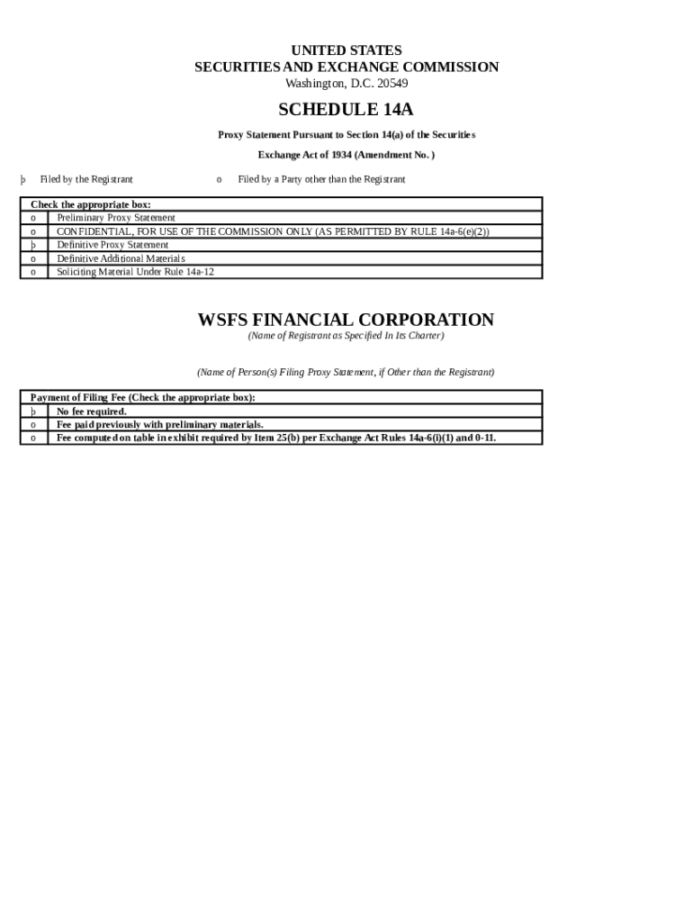 WSFS FINANCIAL CORP (: DEF 14A, Received Doc Template | pdfFiller