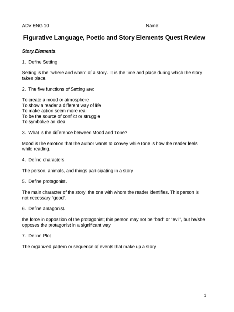 Elements of Literature: Plot and Setting 6th grade Reading ... Doc ...