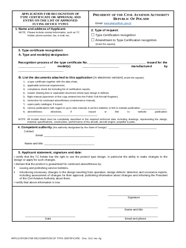 Procedure for recognition of Type Certificate or Approval - ulc gov Doc ...