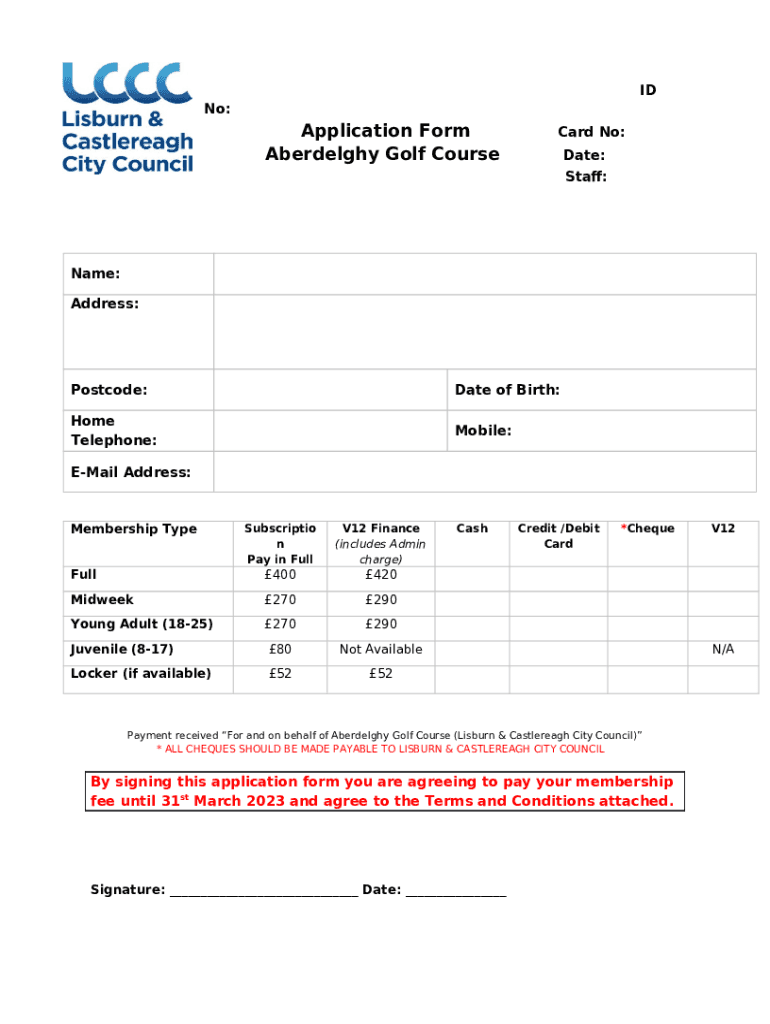 Aberdelghy Golf Course Doc Template | pdfFiller