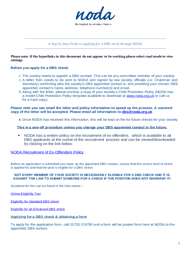 Applying for a DBS check & obtaining a Doc Template | pdfFiller