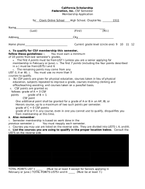 CSF Application (.rtf) Doc Template | pdfFiller
