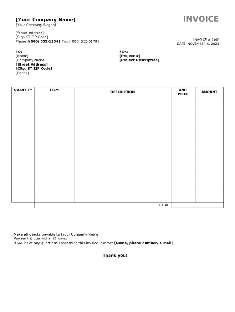 invoice-template - INVOICE CompanyName ... Doc Template | pdfFiller