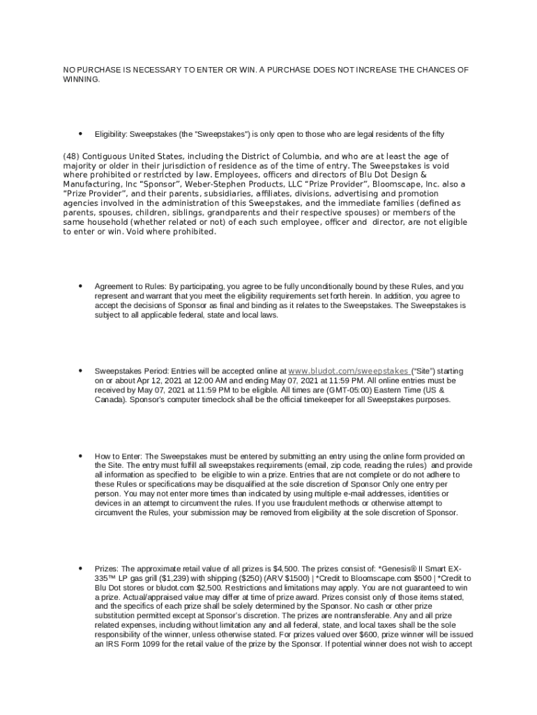 Jack-o-Anything-Goes Sweepstakes Official Rules Doc Template | pdfFiller