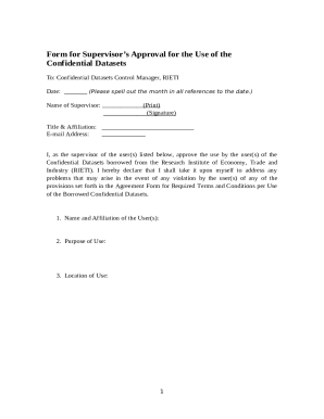 for Supervisor's Approval for the Use of ... Doc Template | pdfFiller