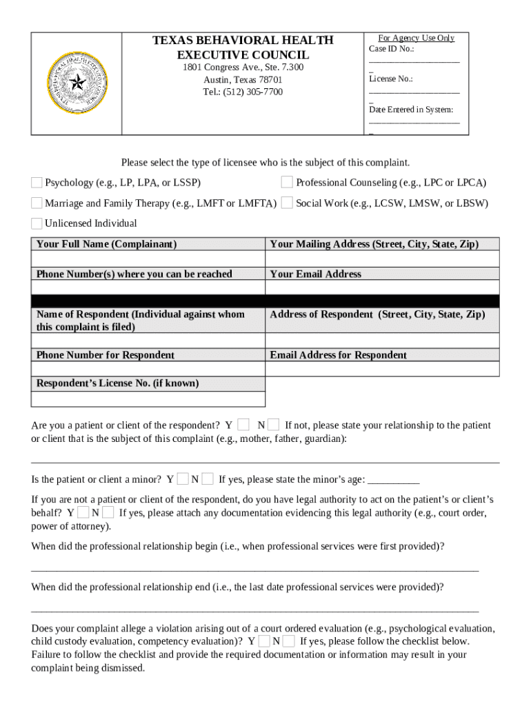 NOTICE OF COMPLAINT PROCESS - Psychology Resources Doc Template | pdfFiller