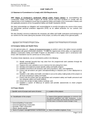 CHSP Template - Occupational Safety and Health Center Doc Template ...
