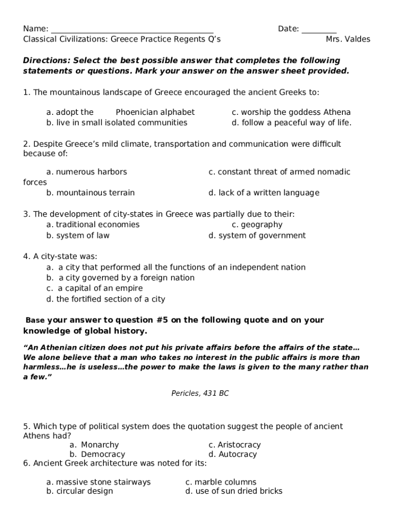 NY Regents - History of Ancient Greece: Help and Review - ... Doc ...