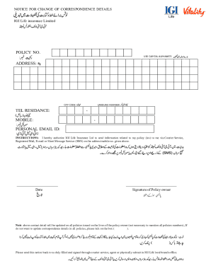 Fillable Online NOTICE FOR CHANGE OF CORRESPONDENCE DETAILS ...
