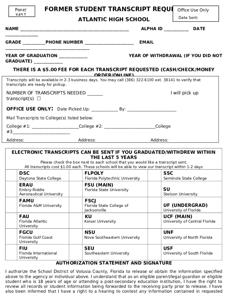 transcript request er students Doc Template | pdfFiller