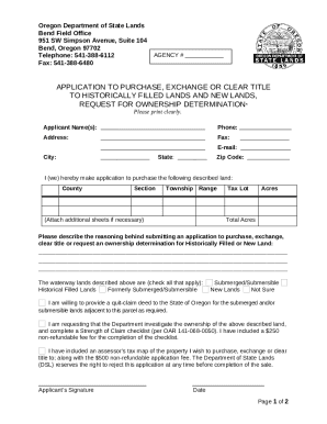 Application to Purchase, Exchange or Clear Title to Historically Filled ...