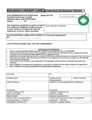 Out of Hours Service Doc Template | pdfFiller