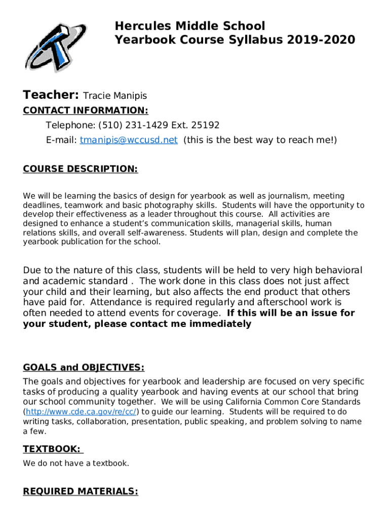 Hercules Middle School / Homepage Doc Template | pdfFiller