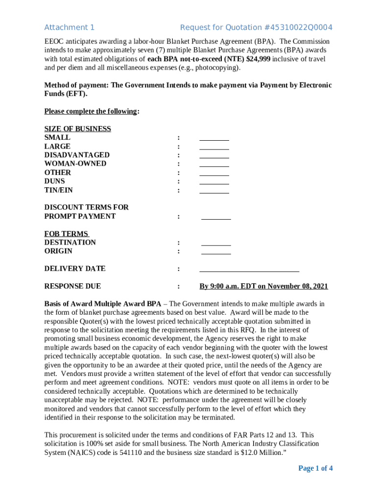 EEOC anticipates awarding a labor-hour Blanket Purchase Agreement (BPA ...
