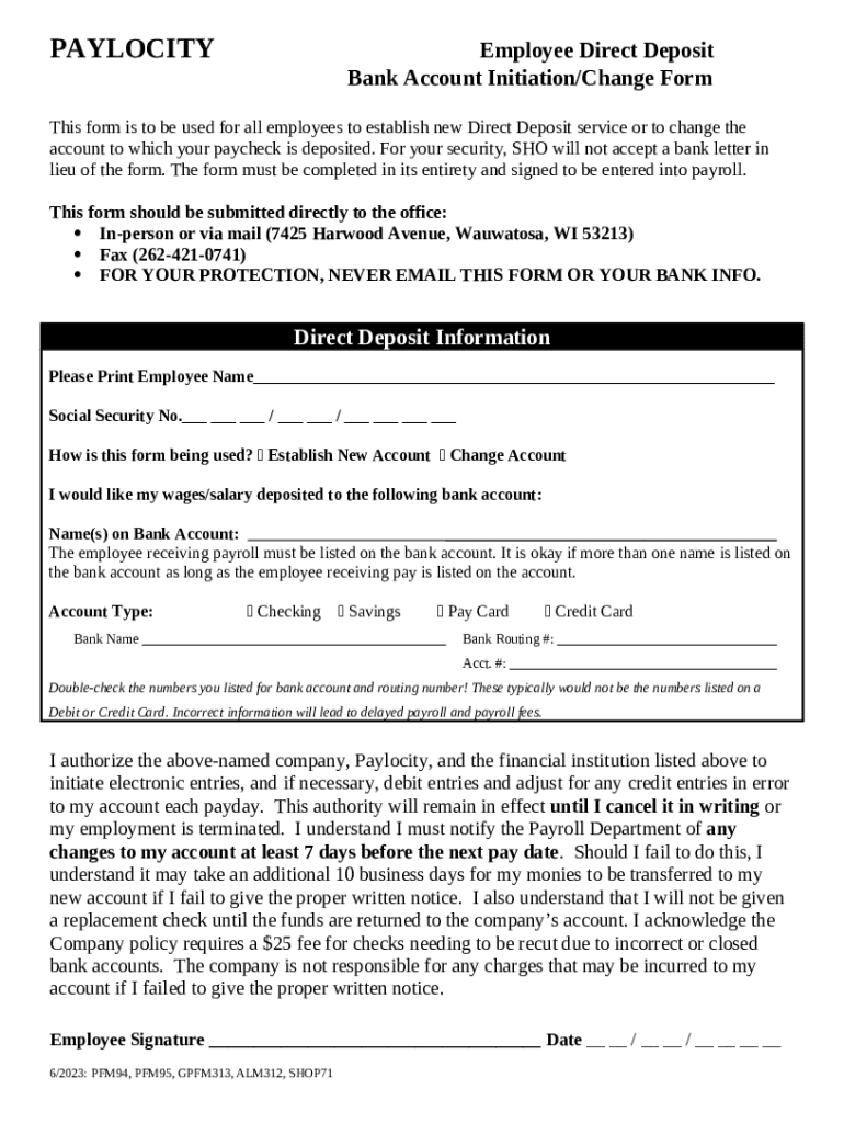 Direct Deposit - Office Doc Template | pdfFiller