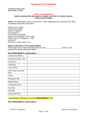 Application for Standby Letter of Credit (SBLC)/ ... Doc Template ...